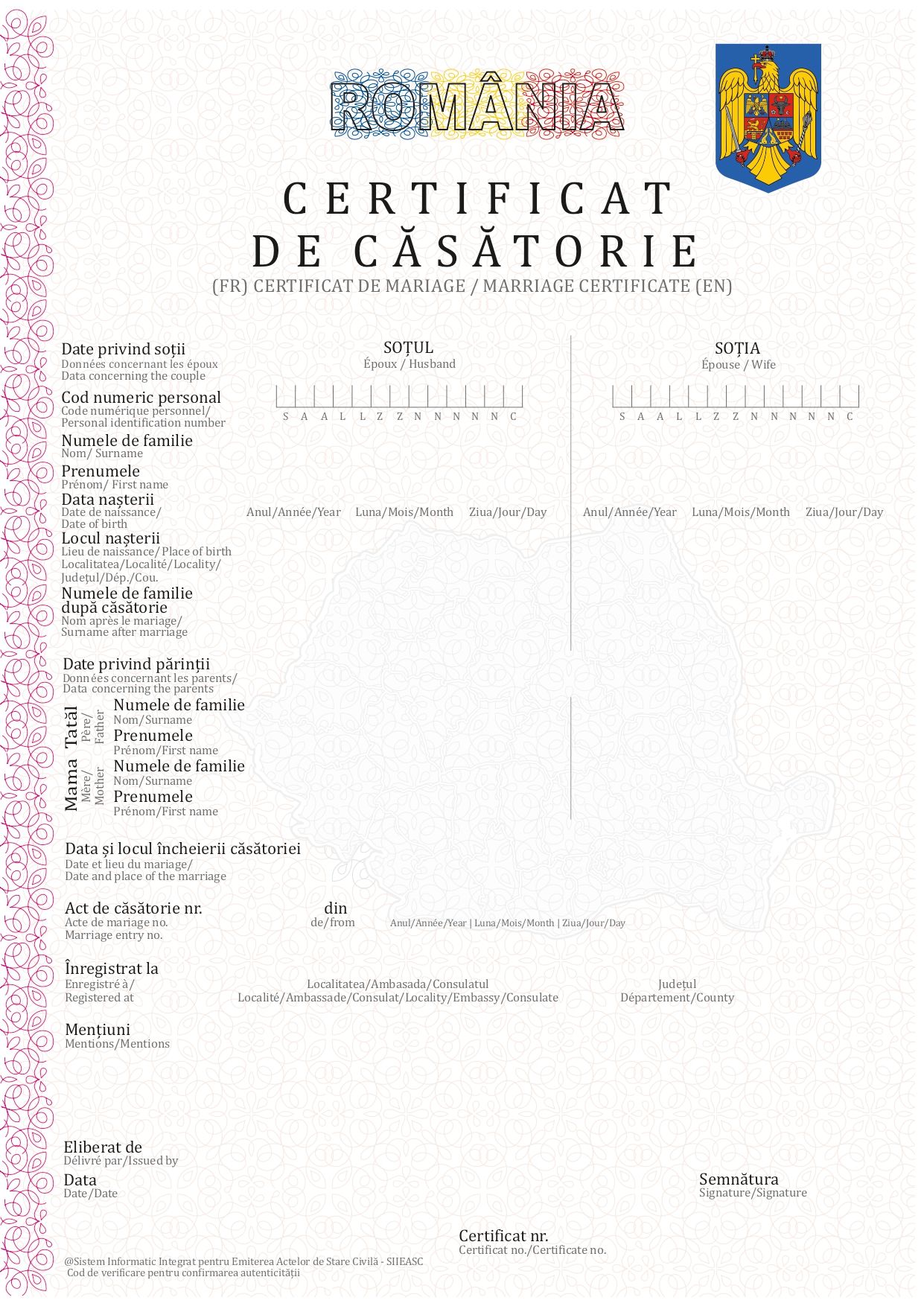 Cum arată noile certificate de naştere, căsătorie, divorţ şi deces. Se ...